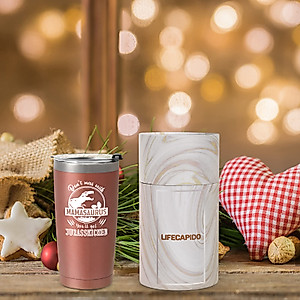 Lifecapido Gifts for Mom - Don't Mess with Mama Saurus 20oz Tumbler, Mamasaurus Insulated Tumbler with Lids - Mom Gifts from Daughter Son for Birthday Christmas Mother's Day, Rose Gold