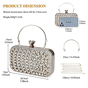 Tanpell Diamond Evening Bag Clutch Purses for Women Sequin Glitter Clutch Bag Evening Handbag Shoulder Bags Purse for Wedding Party Prom (Silver)