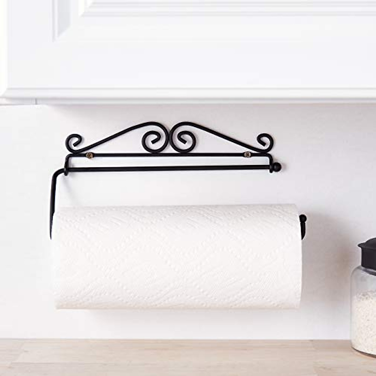 Spectrum Diversified Scroll Paper Towel Holder, Wall Mount, Black