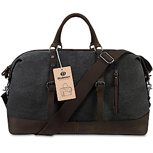 BLUBOON Canvas Overnight Bag Travel Duffel for Men and Women Weekender Tote (Dark Grey)