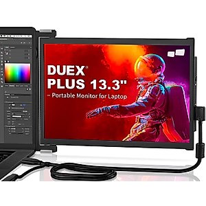 Duex Plus Portable Monitor for Laptop, 13.3" Full HD IPS Dual Screen for Laptops, Mobile Pixels USB C Powered Plug and Play Portable Display,Windows/Apple Compatible