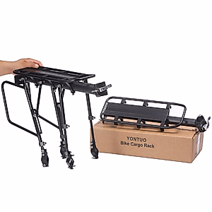 YONTUO Rear Bike Rack,310 LB Capacity Solid Bearings Bike Cargo Rack w/Fender & Large Size Reflective,Quick Release Mountain Road Bicycle Rear Racks,Universal Bike Luggage Touring Carrier Rack,BCR06