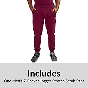 KESWI Bristol Seven Pocket Jogger Scrub Pants for Men – 4 Way Stretch, Anti-Wrinkle, Ultra Soft Medical Scrub Uniform Black