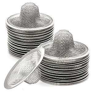 LotFancy Sink Drain Strainer, 30Pcs 2.75" Top / 1 1/8" Bathroom Sink Strainer, Stainless Steel Shower Drain Hair Catcher for Bathroom Sink, Utility, Slop, Laundry, RV and Lavatory