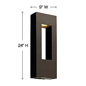 Hinkley Atlantis Collection Two Light 6.5W GU10 LED Outdoor Large Wall Mount Lantern, Bronze