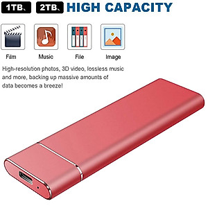Mobile Portable Solid State Hard Disk for Laptops Desktop Computers Shockproof Durable Hard Disk Red 2TB