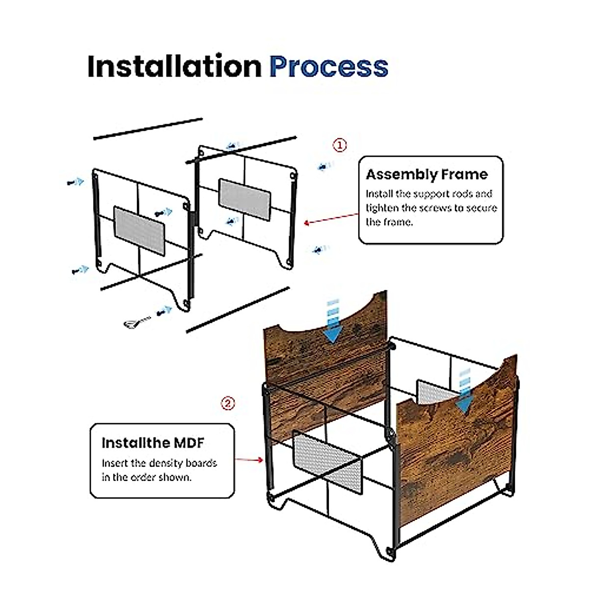 Oterri Hanging file box,Large Hanging File Organizer, Rustic Wood & Metal File Storage Organizer, Letter Size Hanging File Holder, Brown Filing Crate for Office&School (No Folders)
