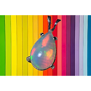 Genuine pear Ethiopian Fire Opal pendant 925 Sterling Silver Wedding Gemstone jewelry