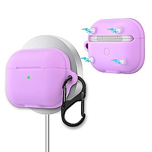 leQuiven for Airpods Pro Case, AirPod Pro Case Cover with Keychain, Silicone Case Cover for AirPods Pro Wireless Charging Case, [Front LED Visible] Shockproof Protective Case for Air Pods Pro(Purple)
