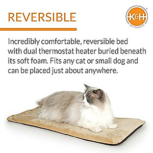 K&H Pet Products Thermo-Kitty Mat Heated Pet Bed Mocha 12.5 X 25 Inches