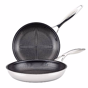 Circulon Clad Stainless Steel Frying Pans/Skillet Set with Hybrid SteelShield and Nonstick Technology, 10 Inch and 8.5 Inch, Silver