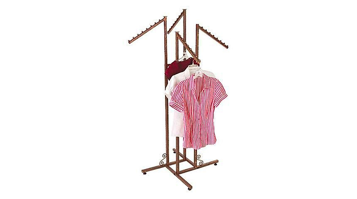 Premium 4-Way Clothing Rack with Slant Arms - Boutique Cobblestone