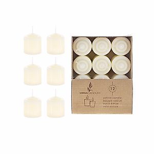 Mega Candles - Unscented 8 Hours Votive Candles - Ivory, Set of 36