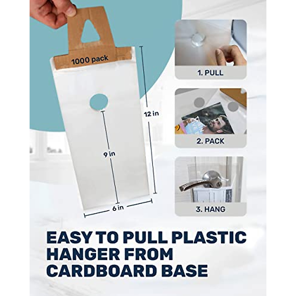 Skywin 1000 Door Hanger Bags 6 x 12 inches - Clear Door Hanger Bags Protects Flyers, Brochures, Notices, Printed Materials - Waterproof and Secure Door Knob Hanger for Outdoor Use (1000)