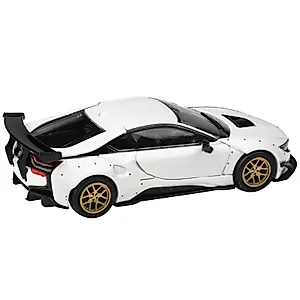 Paragon BMW i8 Liberty Walk White with Gold Wheels 1/64 Diecast Model Car Models