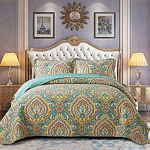 VAPUTAR Cotton King Quilt Sets + Microfiber Paisley King Quilt Sets 2 Pack