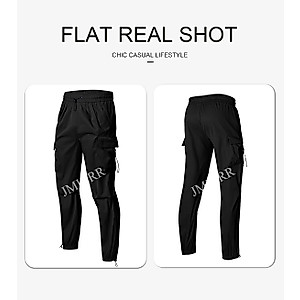 JMIERR Men's Casual Parachute Pants Wide Leg Trousers Beam Feet Harem Baggy Cargo Pants for Trendy Street Wear,US 36(L),Black