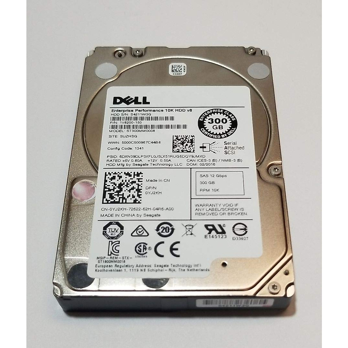 Seagate 300GB HDD 10K RPM 2.5" 12Gb/s SAS Hard Disk Drive Model: ST300MM0008 DP/N: YJ2KH