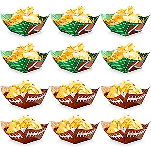 Cunhill Football Square Paper Party Bowls Serving Football Bowl Football Party Supplies for Tailgate Parties Birthday Party Family Dinner and Sports Event Serving Food (12 Pack)