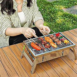 TAMYID Charcoal Grills, Camping Grill Stove Portable Outdoor Charcoal Household Folding BBQ Wood Stove Picnic Detachable