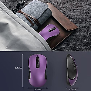 Deeliva Wireless Mouse, Computer Mouse Wireless 2.4G USB Cordless Mouse with 3 Adjustable DPI, 6 Buttons, Ergonomic Portable Silent Mice for Laptop PC Computer Chromebook (Purple)