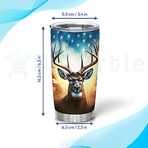 Hyturtle Personalized Hunting Gifts For Men - Deer Hunting Tumbler 20 Oz Travel Coffee Mug Stainless Steel - Fathers Day Hunting Gift For Dad, Him, Boy, Husband, Hunters On Birthday, Christmas