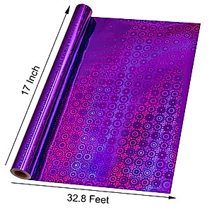 Burymento Purple Wrapping Paper Roll-17 IN×32.8 FT 1 Roll Metallic Holographic Gift Wrap for Christmas,Birthday,Wedding,Bride shower,Valentine's Day Foil Style - 46.5 sq.ft.