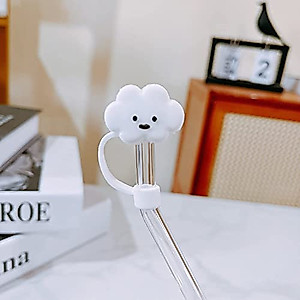 6Pcs Straw Covers Cap For Stanley Cup Straw Tips Cover Stanley Straw Covers for Reusable Straws Silicone Cute Cloud for 6-8mm Splash Proof Straw Tips