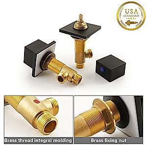 SKOWLL Bathroom Faucet 3 Hole Waterfall Sink Faucet Deck Mount Widespread LED Vanity Faucet with 2 Knobs Handle, Matte Black Finished