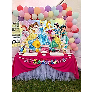 GCH Colorful Princess Backdrop Baby Shower Backdrop Birthday Photography Background Princess Birthday Party Supplies Table Decoration Banner Customized Backdrops (5x3ft)