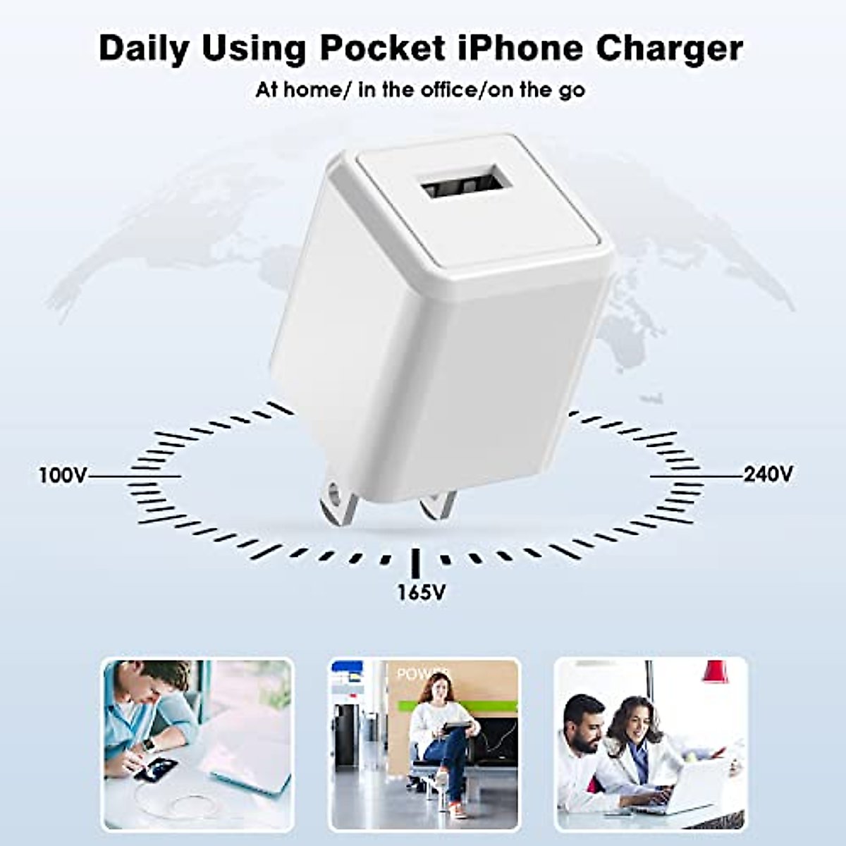iPhone Charger [Apple MFi Certified] 2 Pack Apple iPhone Charging Lightning Cable Data Sync Cord with USB Wall Charger Block Box Travel Plug Adapter for iPhone 14/13/Pro/Max/XR/X/Xs/Max/8/Plus/AirPod