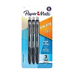 Paper Mate 1951638 InkJoy Gel Pens, Fine Point, Black, 3 Count