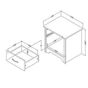 South Shore Furniture South Shore Fusion Nightstand, Pure White with Grooved Metal Handles