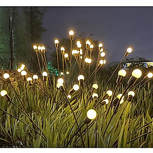 VeiledMoon Swaying Firefly Solar Lights for Garden，Waterproof Pathway Lights Decoration，Pack of 2,Bobbing About in The Breeze(6 Bulbs)