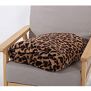 MYRU Velboa Super Soft Leopard Blanket Double Layer Bedding Thick Sofa Cover Furry Fuzzy Fax Fur Throw Blanket (Brown,63 x 79 Inch)