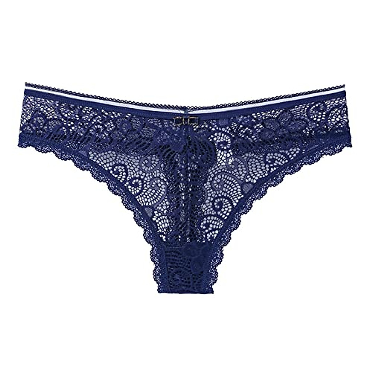 Kinple Lace Briefs for Women Low Waist See Through Panties Sexy Cheeky Butterfly Thongs Soft Elastic Hipster Underwear Dark Blue