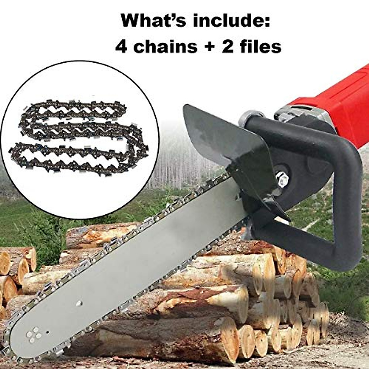 4 Pack 14-Inch Chainsaw Chain with 2 Bonus Sharpening Files; Heavy Duty Carbon Steel Chains Fit Most Major Chainsaw Brands; for Commercial, Professional and Home Use | Cuts Like Butter