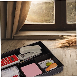 Holibanna 1pc Partition Storage Box Cosmetic Containers Jewelry Organizer Tray Household Storage Case Vanity Tray Dresser Organizer Valet Storage Rack Multi Compartment Man Leather