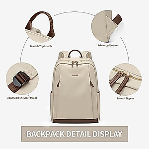 GOLF QUALITY Women Laptop Backpack Stylish College Work Bag Travel Business Backpacks Fits 14 Inch Notebook (Apricot)