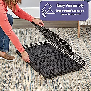 MidWest Homes for Pets Newly Enhanced Single & Double Door iCrate Dog Crate, Includes Leak-Proof Pan, Floor Protecting Feet , Divider Pane l & New Patented Features