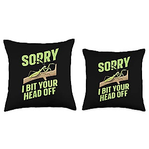 Praying Mantis Gifts & Accessories Sorry I Bit Your Head Off-Insect Predator Praying Mantis Throw Pillow, 16x16, Multicolor