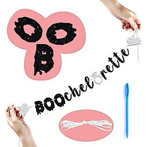 Halloween Boocheloretee Banner,She Found Her Boo, Ghost Garland Spooky October Bachelorette Bridal Shower Wedding Party Decorations Supplies, Black Glitter