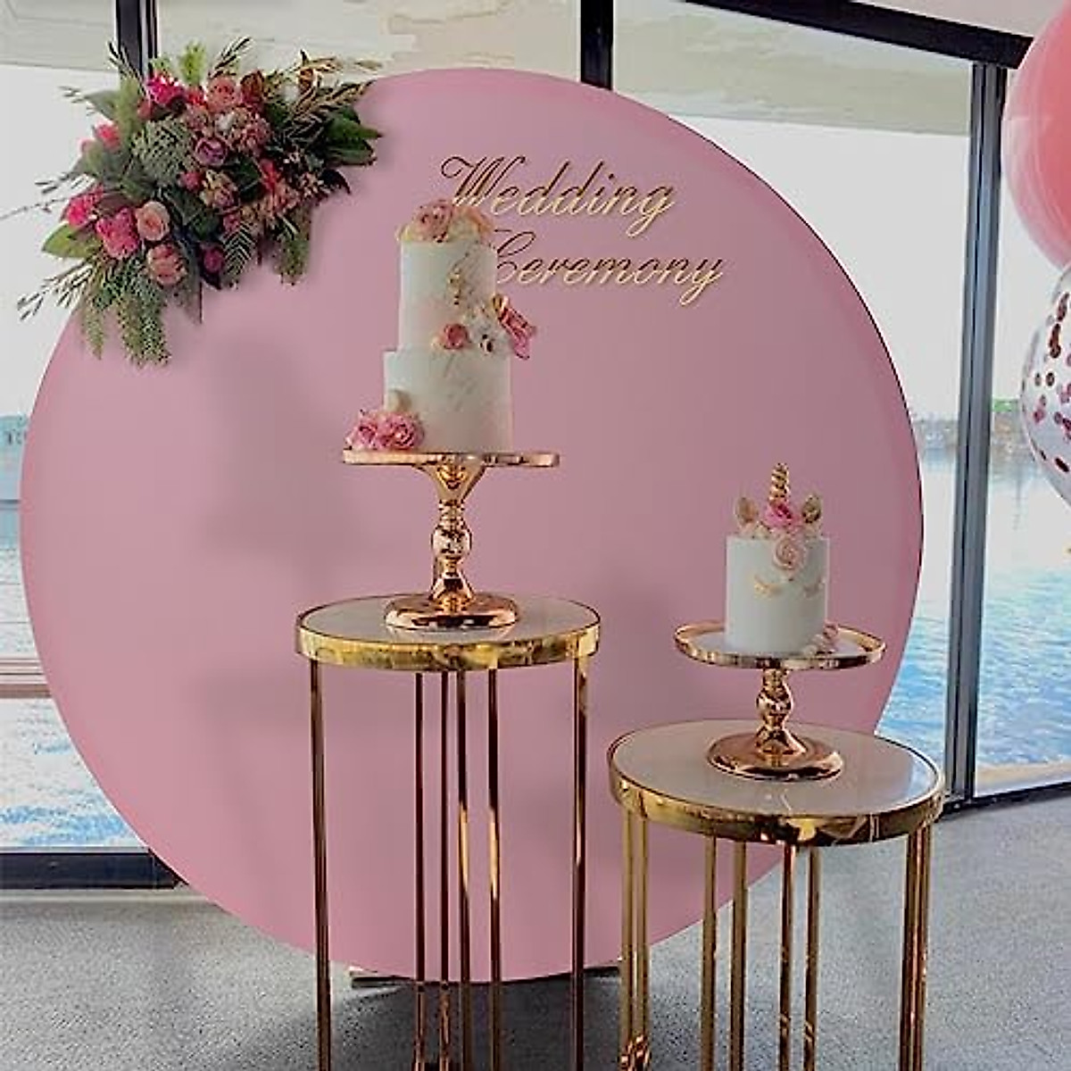 7.2ft Baby Pink Round Backdrop Cover Suitable for 7ft/7.2ft Circle Stand Polyester Iovry Birthday Party Wedding Photography Circle Arch Backdrop Cover
