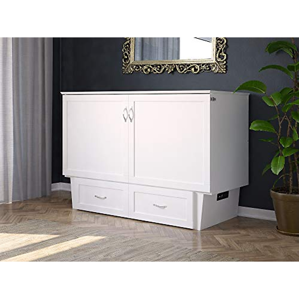 Atlantic Furniture Monroe Murphy Bed Chest with Charging Station, White