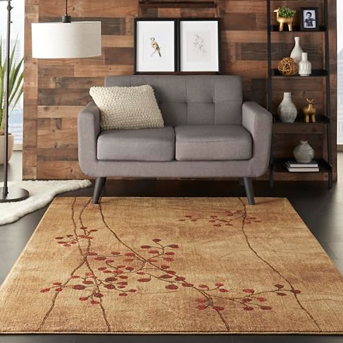 Nourison Somerset Rustic Area Rug 3'6" x 5'6", Latte, Rectangular, 0.5" Thick, Easy -Cleaning Non Shedding Bed Room Living Room Dining Room Kitchen