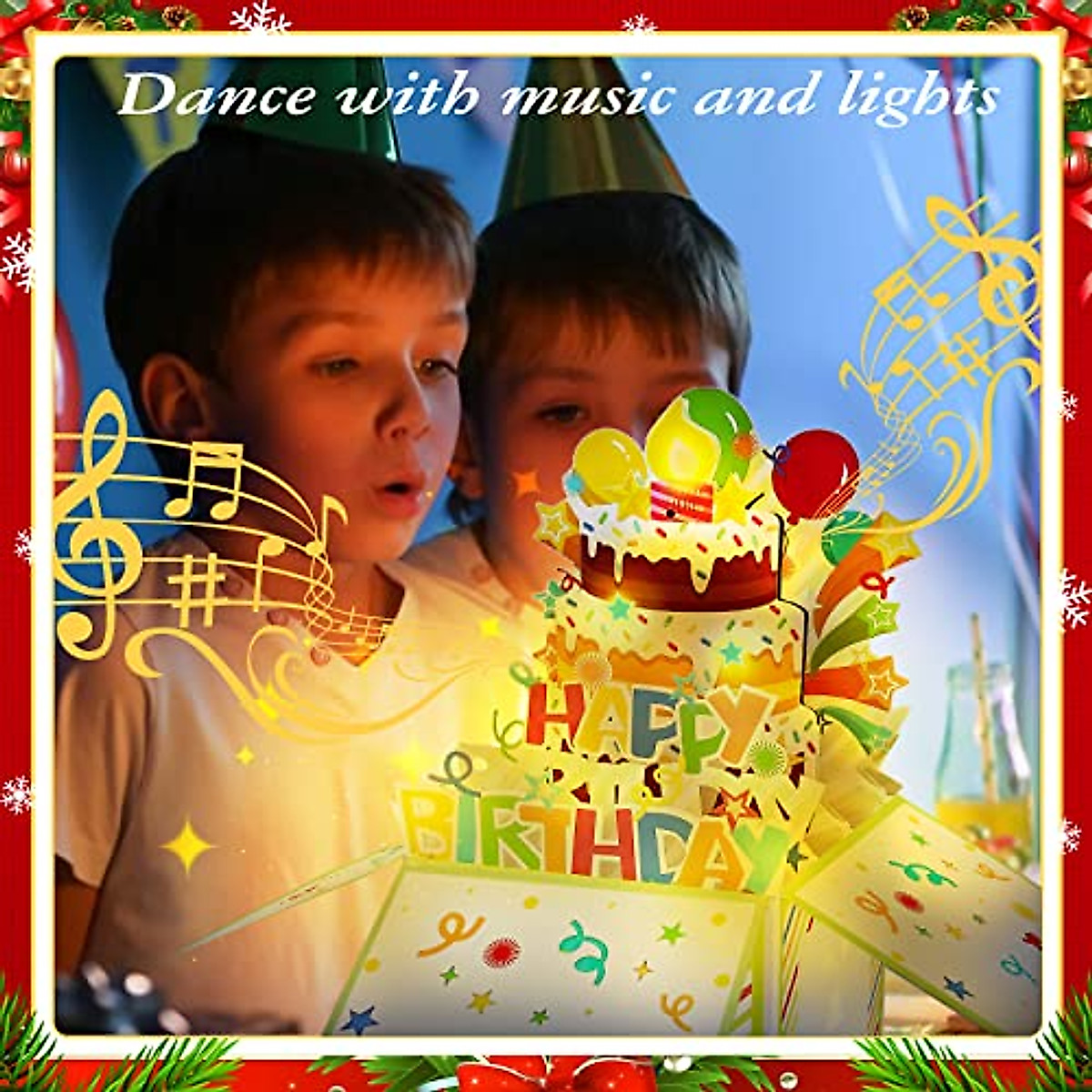 DTESL birthday card 3D Pop Up with Light and Music, birthday cards for women, Handmade Birthday Greeting Cards in a Box, Press the power button to play: plays hit song 'Happy Birthday'
