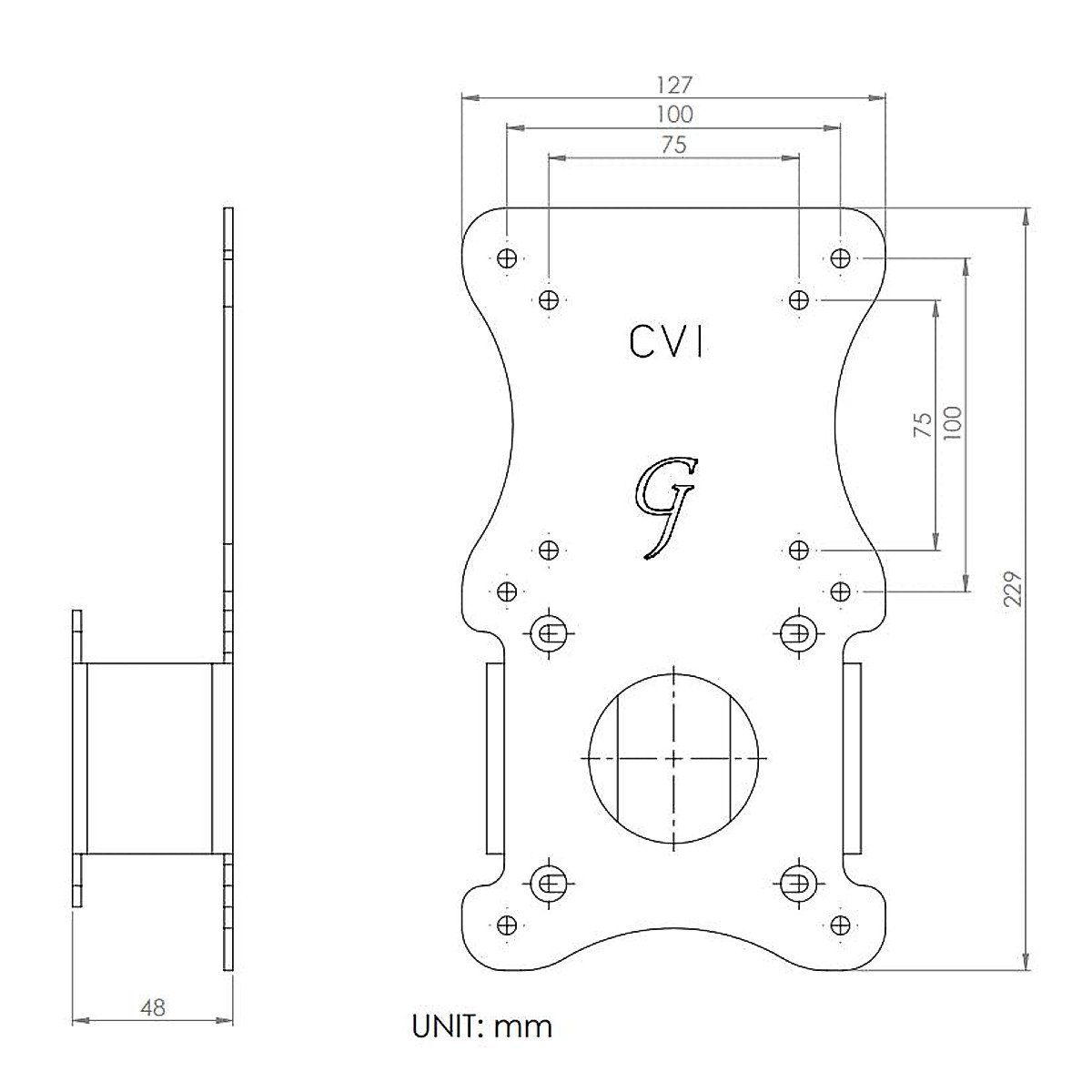Monitor VESA Adapter Conversion Plate - from 75x75mm to 100x100m | Compatible with AOC C32V1Q Monitor | Laser Cut | 100% Made in North America