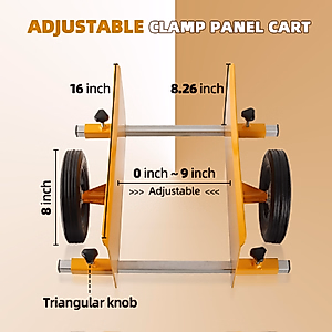 AR-PRO Heavy Duty Panel Dolly - 600LB Weight Capacity, Up to 9" Width Capacity with 8" Solid Rubber Wheels - Sturdy Adjustable Panel Cart for Panel Mover, Wood Mover, Drywall Mover and Door Dolly