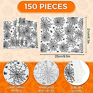 150 Pcs Halloween Themed Wax Paper Sheet Food Sandwich Wrapping Paper Waterproof Oil Proof Deli Paper Sheets Deli Sheets Food Picnic Paper Liners Wrapping Tissue for Kitchen Food Supply (Black Spider)