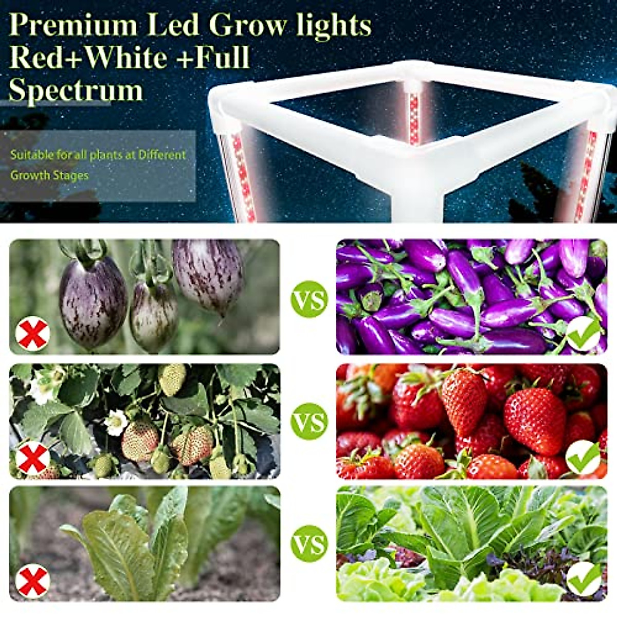 Tower Garden Hydroponics Growing System,Indoor Vertical Garden 2.0 with Double Layer 8 Sections LED Timed Grow Light,5 PCS Nursery Germination Kit Including 2Pcs Smart Plug,Water Level,Pouring Funnel
